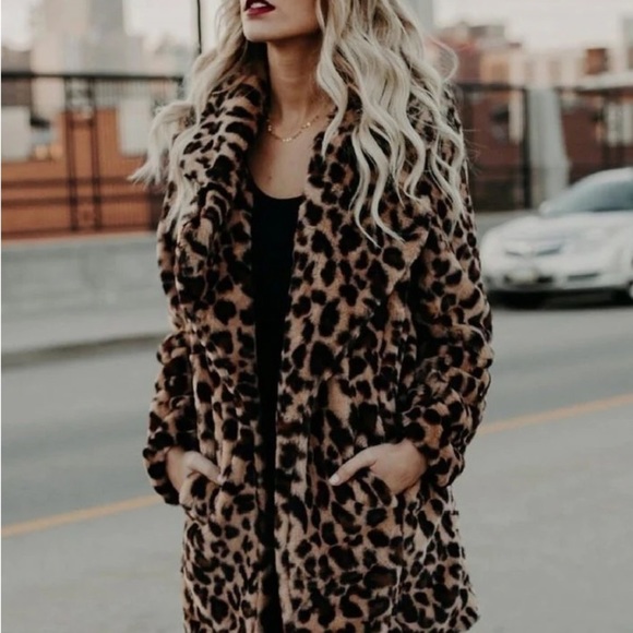 Jackets & Coats | Leopard Print Teddy Coat Jacket Faux Fur Coat | Poshmark
